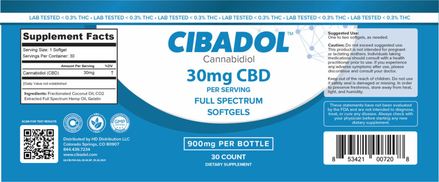 Buy Full-Spectrum CBD Softgel Pills 900mg Wholesale - Cibadol
