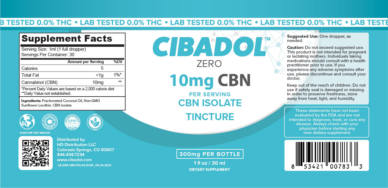 Cibadol ZERO – CBN Tincture (300mg) - Cibadol